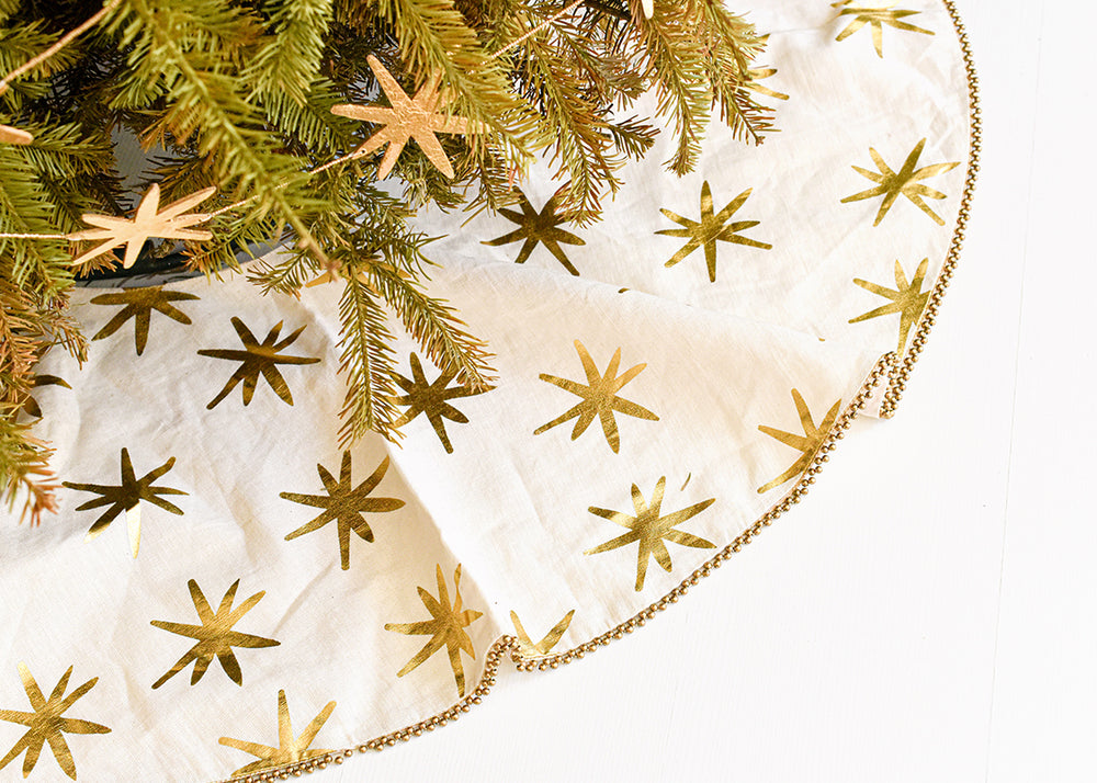 Gold Star Christmas Tree Skirt | Coton Colors