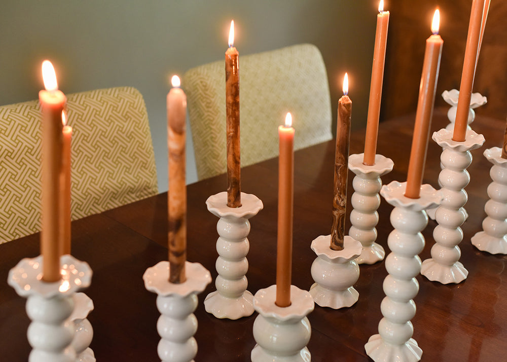 Signature White Knob Candle Holder Set of 6 | Coton Colors