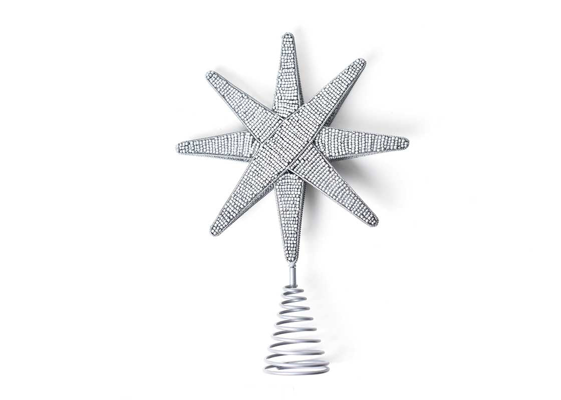 Silver Beaded Star Tree Topper | Coton Colors